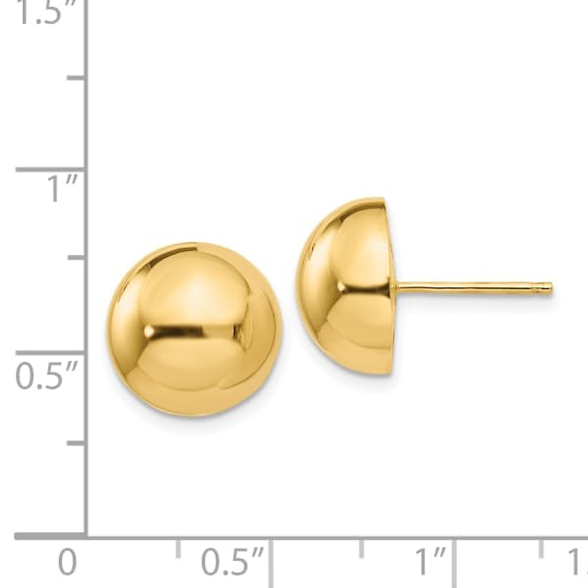 14K Yellow Gold 12mm Half Ball Stud Earrings