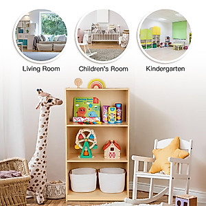 OOOK 3 Tier Montessori Toy Shelf and Bookcase, Display Cabinet, Toy Organizers and Storage with Anti Tipping Settings, Wooden Book Shelf for Kids Rooms, Classroom, Playroom, Nursery, School