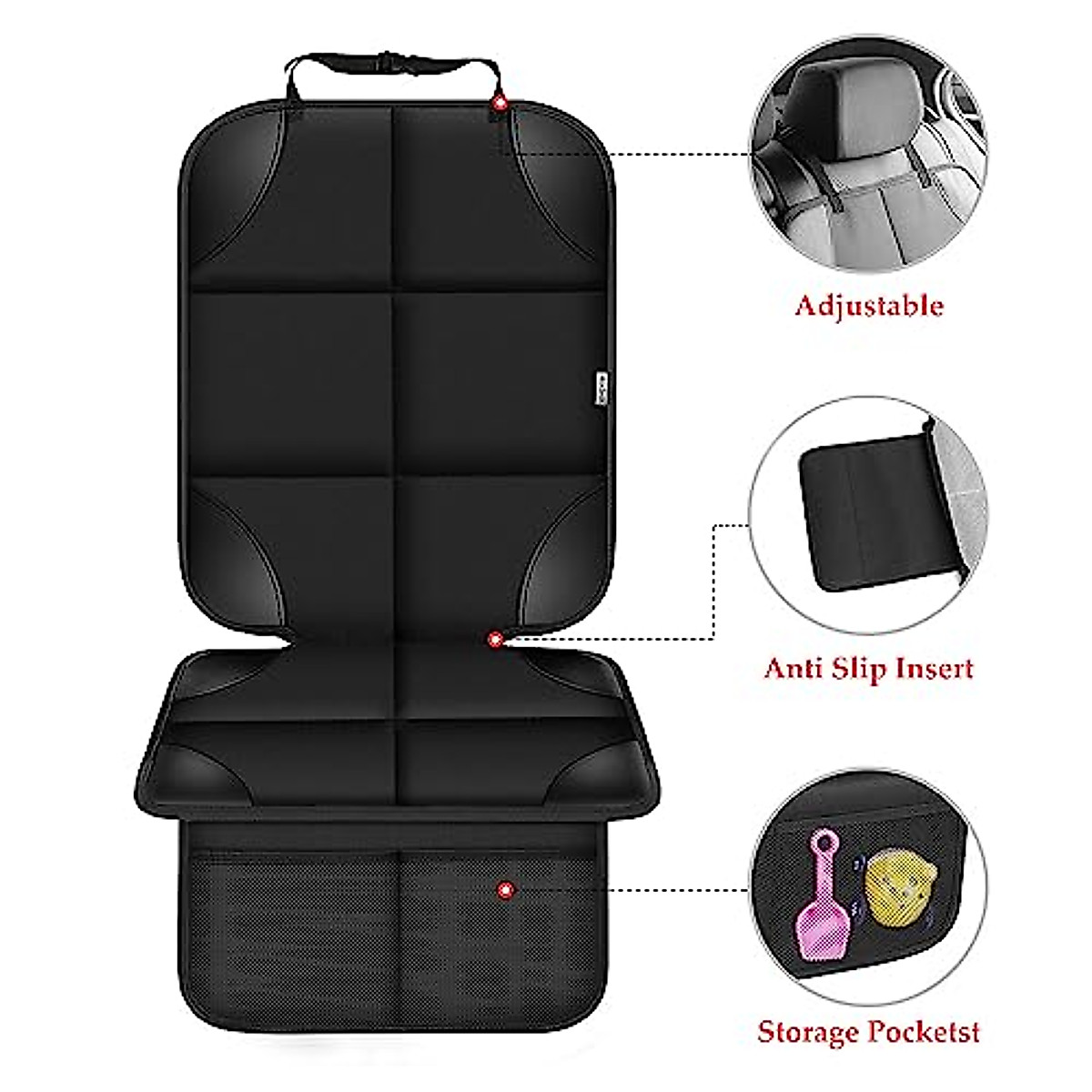 Meolsaek Car Seat Protector for Child Car Seat, 600D Fabric Carseat Seat Protectors with Non-Slip Backing, Waterproof Seat Covers for Car with Thick Pad Back Seat Cover for Kids (No Imprints)
