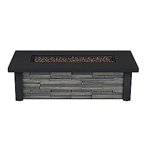 Real Flame Berthoud Propane Fire Table in Stacked Stone with NG Conversion