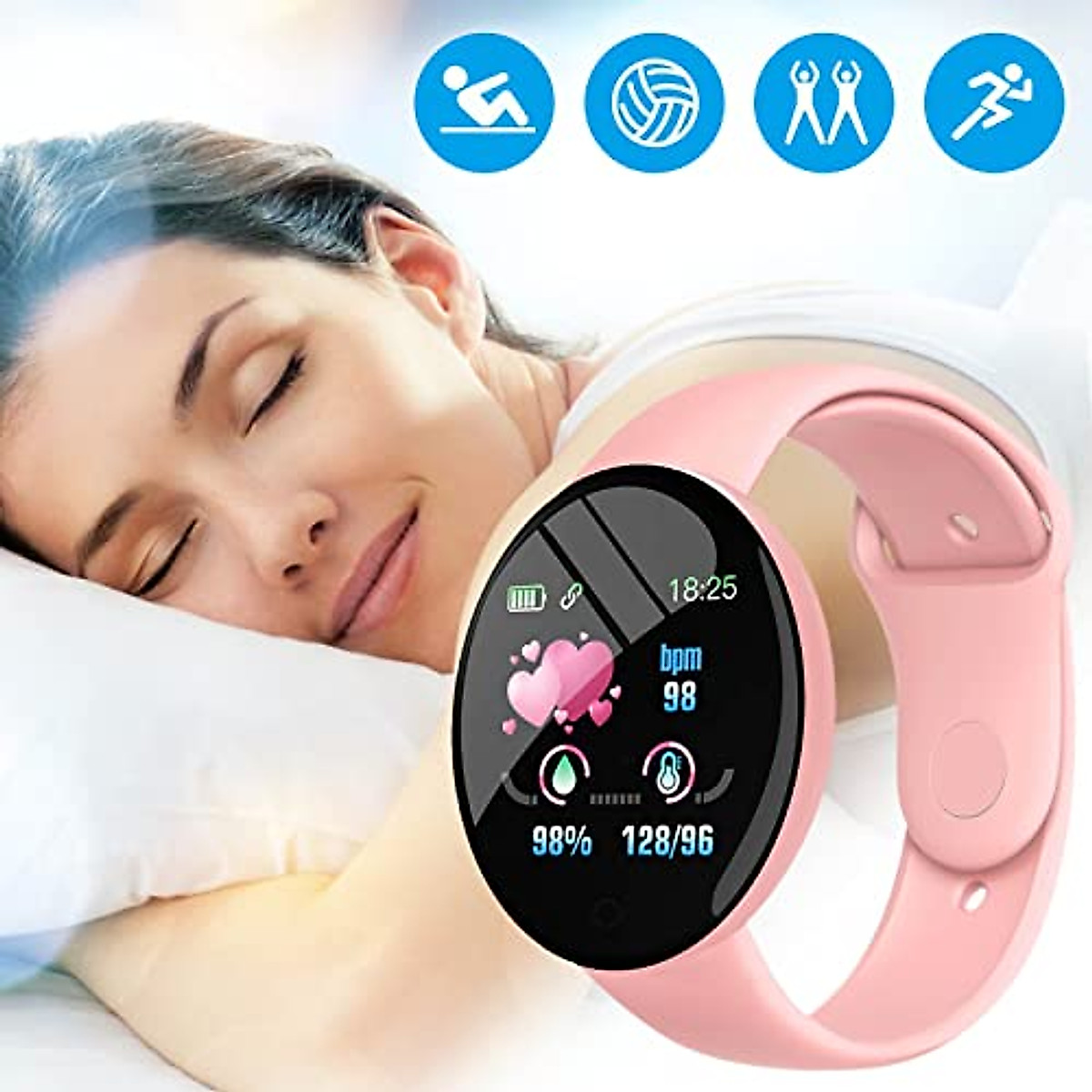 MORESEC Smart Watch, Waterproof Fitness Watch HD 1.44 Inch Upgraded Screen Compatible iOS Android Smart Watch with Heart Rate Sleep Monitoring Call Smart Bracelet