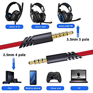 Replacement Astro A40 Cord Volume Control Cable, A10 Headsets Cord Audio Cable for Astro A40TR/A40/A10 Gaming Headsets, Xbox one, PS4 Controller, PC, Most Smartphones (6.5 Feet/2.0 M)-Black