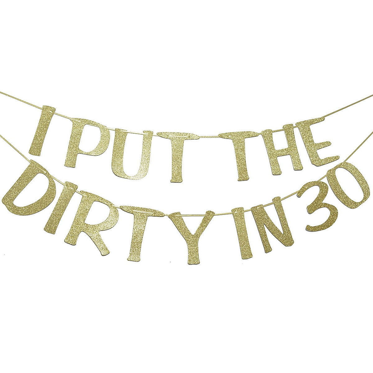 Qttier I Put The Dirty in 30 Gold Glitter Banner for 30th Birthday Party Decorations and Photo Backdrops