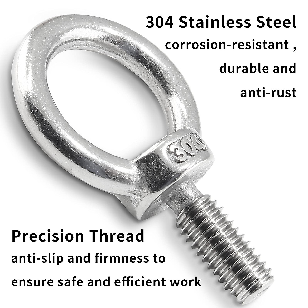 Bonsicoky 12Pcs M6 Lifting Eye Bolts, 304 Stainless Steel Male Thread Machinery Shoulder Ring Eye Bolt Heavy Duty