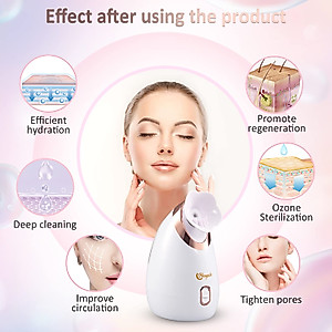 Phogalo Facial Steamer Spa Kit - Professional Nano Ionic Warm Mist for All Ages Women & Men - Pore Cleaner That Detoxifies, Cleanses and Moisturizes - Spa Quality