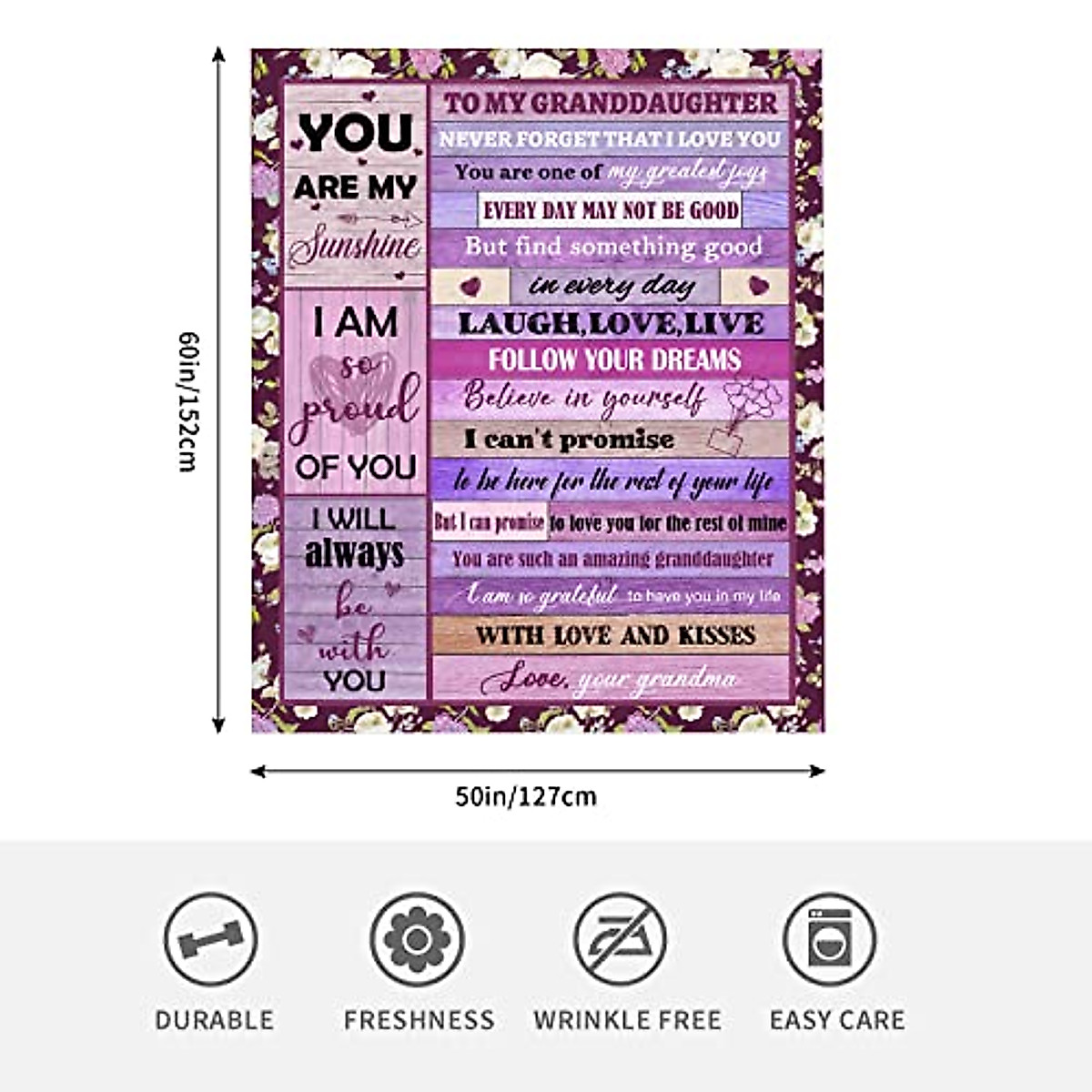 ORALBY Granddaughter Gifts from Grandma,Granddaughter Blanket,Gifts for Granddaughter,Granddaughter Gifts for Birthday Graduation Gifts for Granddaughter Throw Blanket from Nana 50” x60