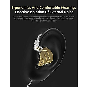 Kinboofi KZ ZSN PRO X in Ear Earphone 1BA 1DD HiFi Bass Earbuds Headphone, Noise Cancelling Headset Metal IEM with Removable C Pin Cable (Black with Microphone)