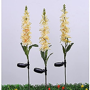 Solar Flowers Lights Outdoor Garden Waterproof Pack of 2 Cemetery Decorations for Grave, Patio Garden Decor for Outside (Yellow-2PCS)