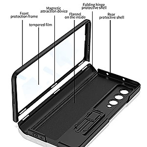 PUROOM for Samsung Galaxy Z Fold 4 Case Hinge Coverage Protective with Kickstand PC Magnetic All-Inclusive Shockproof Cover for Z Fold 4 5G (Black)