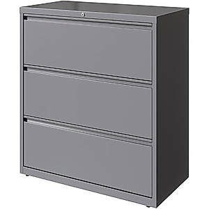 Hirsh 36" W HL10000 Series 3 Drawer Metal Lateral File Cabinet in Arctic Silver