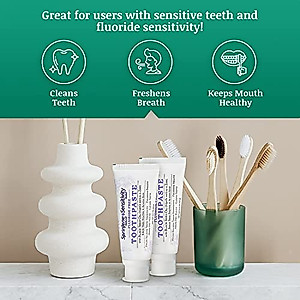 Sprinjene Fluoride Free Toothpaste for Sensitive Teeth & Gum Fresh Breath Helps Dry Mouth Natural Non Fluoride Toothpaste for Adult SLS Free, Toxic Preservative Free with Black Seed Oil & Zinc 2 Pack