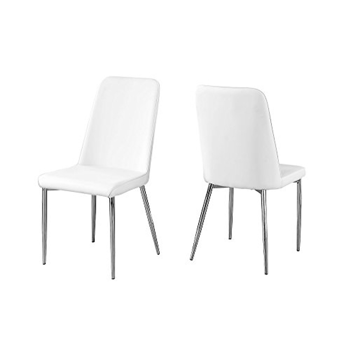 Monarch Specialties I 2 Piece Dining CHAIR-2PCS Leather-Look/Chrome, 18"L x 16.5"D x 37"H, White