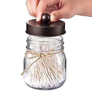 4pcs & 4pcs Bronze Mason Jar Bathroom Accessories Set - 2 Foaming Soap Dispenser& 2 Qtip Holder (regular mouth)&2 Cotton Swab Holder (wide mouth)&2 Toothbrush Holder-Rustic Farmhouse Decor Bathroom