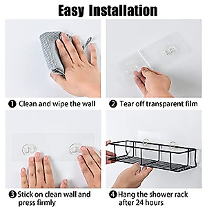 Shower Caddy 2-Pack with Hooks, No Drilling Adhesive Bathroom Storage Rack for Inside Shower Shampoo Conditioner Accessories Holder Shower Organizer