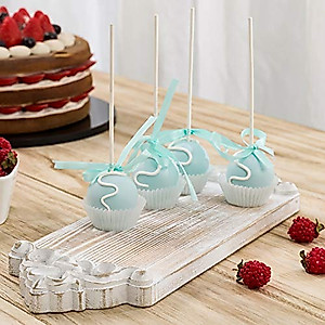 MyGift White Wooden Tray, Vintage Whitewashed Distressed Solid Wood Coffee/Tea Small Serving Tray