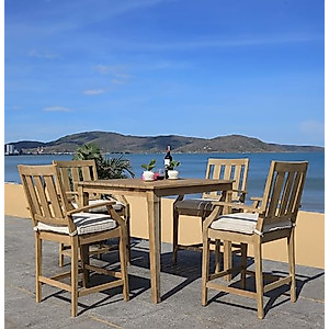 SAFAVIEH Couture Patio San Salvador 37-inch Natural Outdoor Bar Table