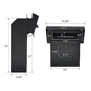 xydled Door Drop Box for Mail, Heavy Duty Mail Boxes with Key Lock,15''x12''x6'',Locking Metal Mailbox Door Mounted,Through The Door Safe Locking Drop Box, Black Upgrade