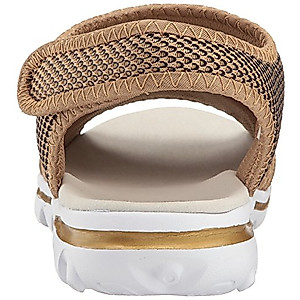 Propét Womens TravelActiv Sandal, Gold/Black, 8.5 Wide US