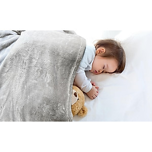 Comfort Lab Plush Flannel Throw Blanket - Soft, Lightweight, Giftable Fleece Blanket for Couch, Bed & Home Decor - Anti Pilling and Non Shedding Fleece Couch Throw - Kids/Pet (40" x 50") - Grey