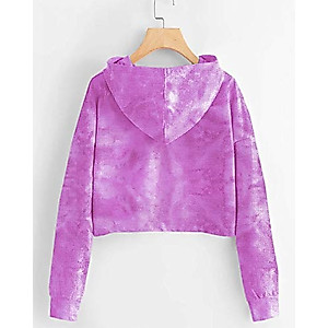 Geckatte Girls Cute Crop Tops Tie Dye Hoodies Long Sleeve Casual Sweatshirts 3-12 Yrs Purple