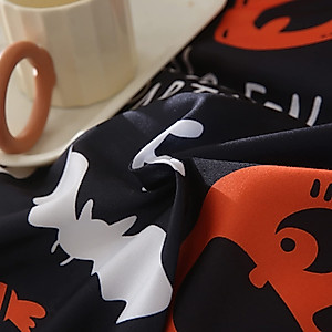 Halloween Duvet Cover Queen Size Pumpkin Bedding Set Cartoon Ghost Candy Comforter Cover for Kids Room Decor Black Bedding with 1 Duvet Cover 2 Pillowcases