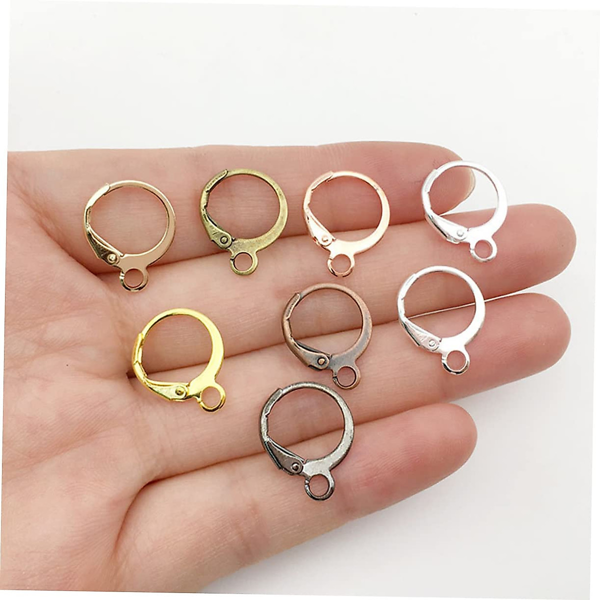 VILLCASE 200 pcs Round French Earhooks Lever Back Dangle Ear Wire Earring Making Parts French Earring Hooks Ear Decor Jump Hook Earrings Ear Open Plating Alloy Elasticity Women's Split Ring