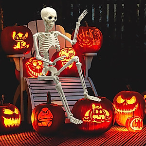 36" Skeleton Halloween Decorations, Realistic Full Body Halloween Skeleton with Movable Joints, 3FT Plastic Skeleton Human Bones Prop for Halloween Haunted House Graveyard Indoor/Outdoor Decor(1pcs)