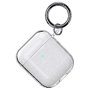 ULAK Compatible with Airpods Case Cover Clear, Designed Protective Cover Soft TPU Transparent Shockproof Case Accessories with Keychain for AirPod 2nd & 1st Generation [Front Led Visible]-Glitter