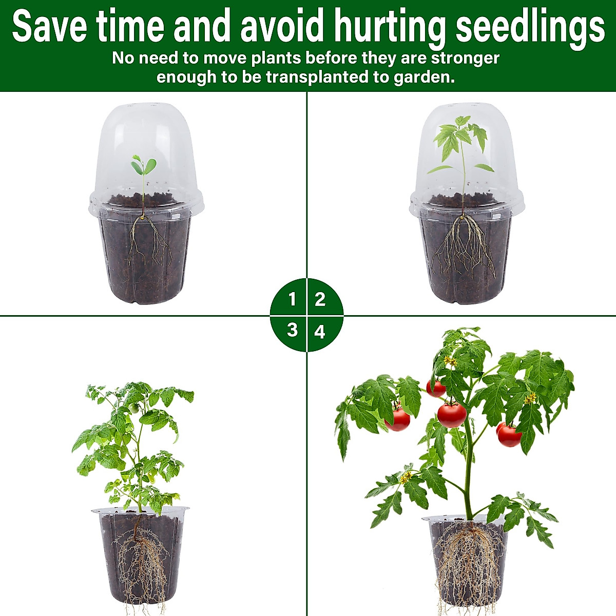 winemana 36 Set Nursery Pots with Humidity Dome, Clear Nursery Pots for Plants, Seed Starting Pots with Drainage Holes & Plant Labels for Vegetables Flowers Garden Plants