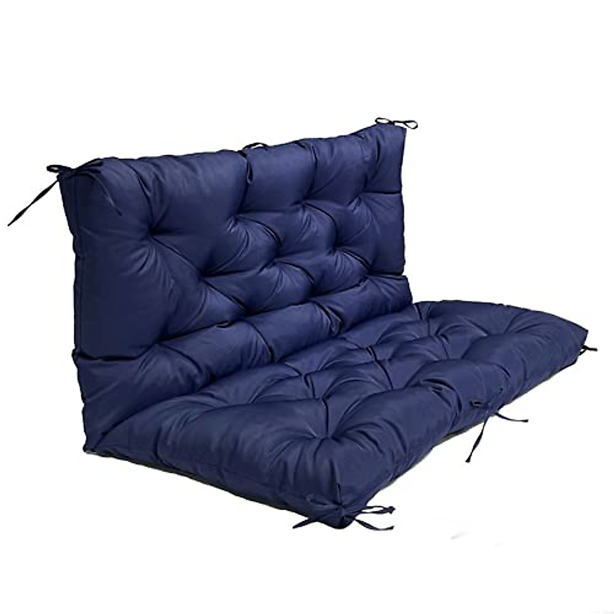 Waterproof Bench Cushion with Backrest, 2 or 3 Seat Swing Replacement Cushions Overstuffed for Garden Patio Furniture Loveseat Swing Outdoor Bench Cushions (39.4*39.4*3.94inch, Navy Blue)