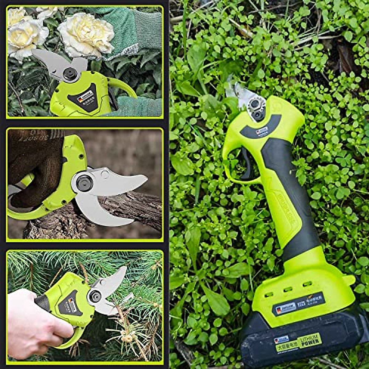 CUPLES 50mm/1.96" Electric Pruning Shears, Cordless Rechargeable Garden Tree Branch Pruner, 2 Lithium Battery, 2 Blades Portable Pruning Shears 7-8 Working Hours