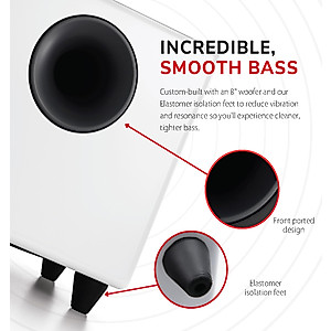 Audioengine S8 Powered Subwoofer Speaker - 250W 8-inch Home Woofer with Built-in Amplifier and Dual Audio Inputs for Home Audio