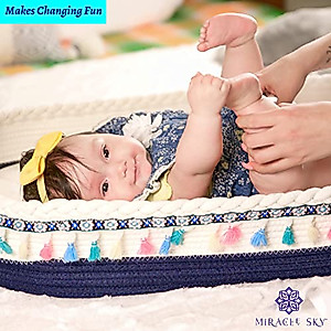 Baby Changing Basket, Moses Diaper Basket, Moses Basket for Babies, Changing Table Topper for Dresser with Thick Foam Pad & Waterproof Cotton Cover by MIRACLE SKY