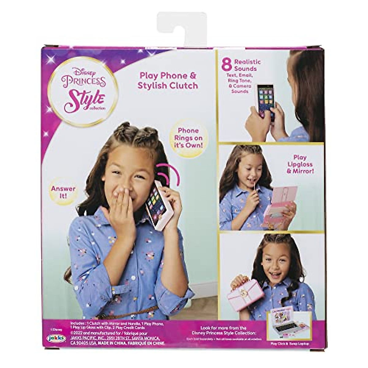 Disney Princess Style Collection Phone Includes 1 Play Phone, 1 Clutch Case, 1 Play Lip Gloss with Lid and 2 Play Credit Cards