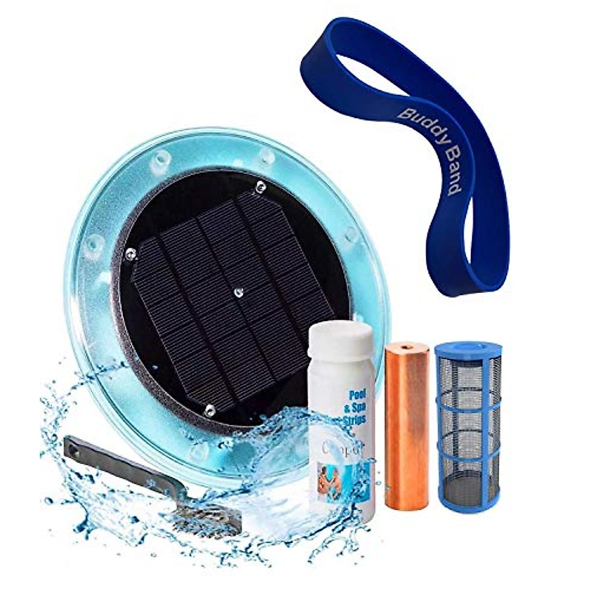 Original Solar Pool Ionizer | 85% Less Chlorine | Lifetime Replacement Program | Kill Algae in Pool | High Efficiency | Keeps Pool Cleaner and Clear | Clarifier | Free Buddy Band | Up to 35,000 Gal