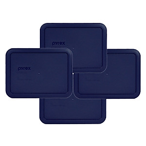 Pyrex Bundle - 4 Items: 7210-PC 3-Cup Blue Plastic Food Storage Lids