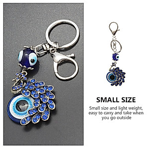 Luxshiny Wall Hanging Decor Lucky Jewelry Blue Evil Eye Ornament Peacocks Keychain Evil Eye Key Hanging Pendant Bag Car Key Hanging Decoration Protection Amulet Hamsa Hand Keychain Men Keychain