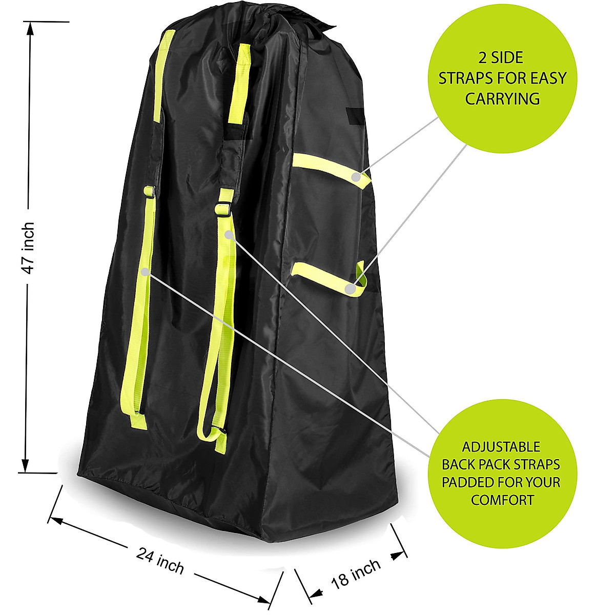 VolkGo Gate Check Bag for Single Umbrella Strollers & Double Stroller Bag for Airplane Travel, Water-Resistant, for Safe & Secure Stroller, Easy Carrying, Includes Stretch Pouch, with E-Book