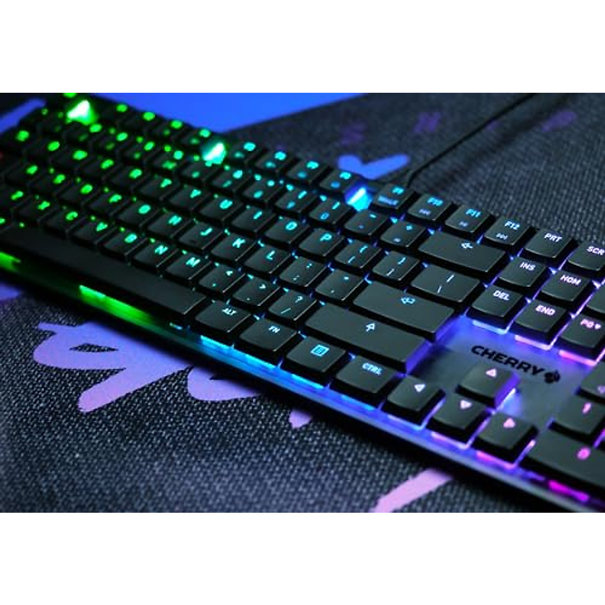 CHERRY MX 10.0N RGB, Flat Mechanical Gaming Keyboard, German Layout (QWERTZ), Wired, Original Switches MX Low Profile RGB Speed, Black