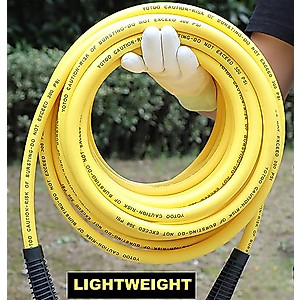 YOTOO Hybrid Air Hose 3/8-Inch by 50-Feet 300 PSI Heavy Duty, Lightweight, Kink Resistant, All-Weather Flexibility with 1/4-Inch Industrial Air Fittings and Bend Restrictors, Yellow