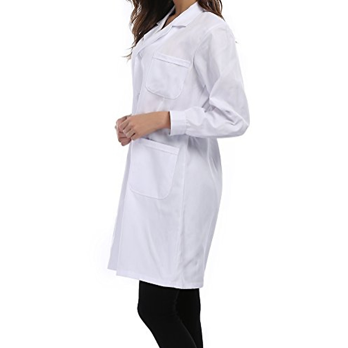Taylor Eddie Women's White Full Length Lab Coat with Three Pockets