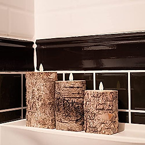 Incredle Birch Flameless Candles Moving Flame Battery Operated Candles Set of H4 5" 6" xD3 Real Wax Flickering LED Pillar Candles with 10 Key Remote Timer