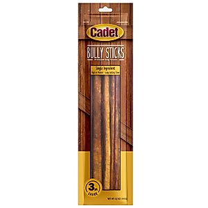 Cadet Bully Sticks for Dogs - Long-Lasting Dog Chews - All-Natural Premium Dog Treats Promotes Dental Health
