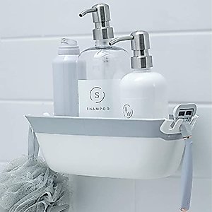 SlipX Solutions Patented Power-Lock Shower Organizer Caddy w/ Suction Cups | Rust Free Shelf | Basket Holds Up to 22lbs for Shampoo, Soap, & Hooks for Razor | Perfect for RV, Dorm, & Bathroom