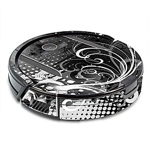 MightySkins Skin Compatible with Shark Ion Robot R85 Vacuum - Black Flourish | Protective, Durable, and Unique Vinyl Decal wrap Cover | Easy to Apply, Remove, and Change Styles | Made in The USA