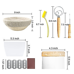 Proofing Baskets for Bread Baking, Round 9” Sourdough Starter Kit, Bannetons Bread Proofing Baskets, Sourdough Bread Baking Supplies