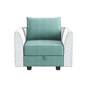 HONBAY Modern Fabric Middle Module for Modular Sofa Customizable Sectional Sofa Couch Accent Armless Chair, Aqua Blue
