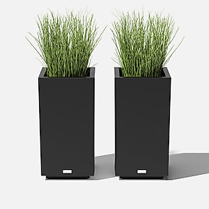 Veradek Block Series Pedestal Planter - Tall Planter for Indoor or Outdoor Front Porch | All-Weather Use with Removable Insert Bucket | Modern Décor for Flowers, Tall Trees, Faux Plants