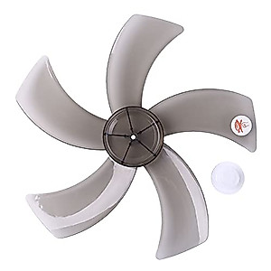 renvena 16 inch Plastic Fan Blade with Nut Cover Replacement for Household Stand/Pedestal Fan Table Fan Accessory No Noice Black with Fan Nut