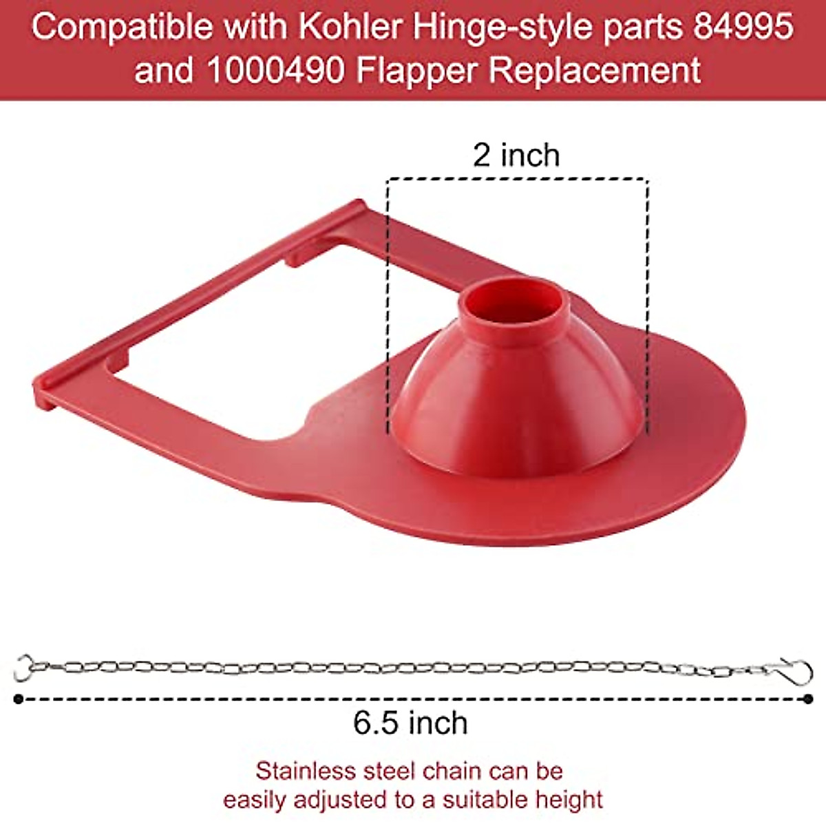 Hibbent 2 Pack Toilet Flapper Replacement Compatible with Kohler Hinge-Style Parts 84995 and 1000490 Flapper Replacement Water Saving, High Performance